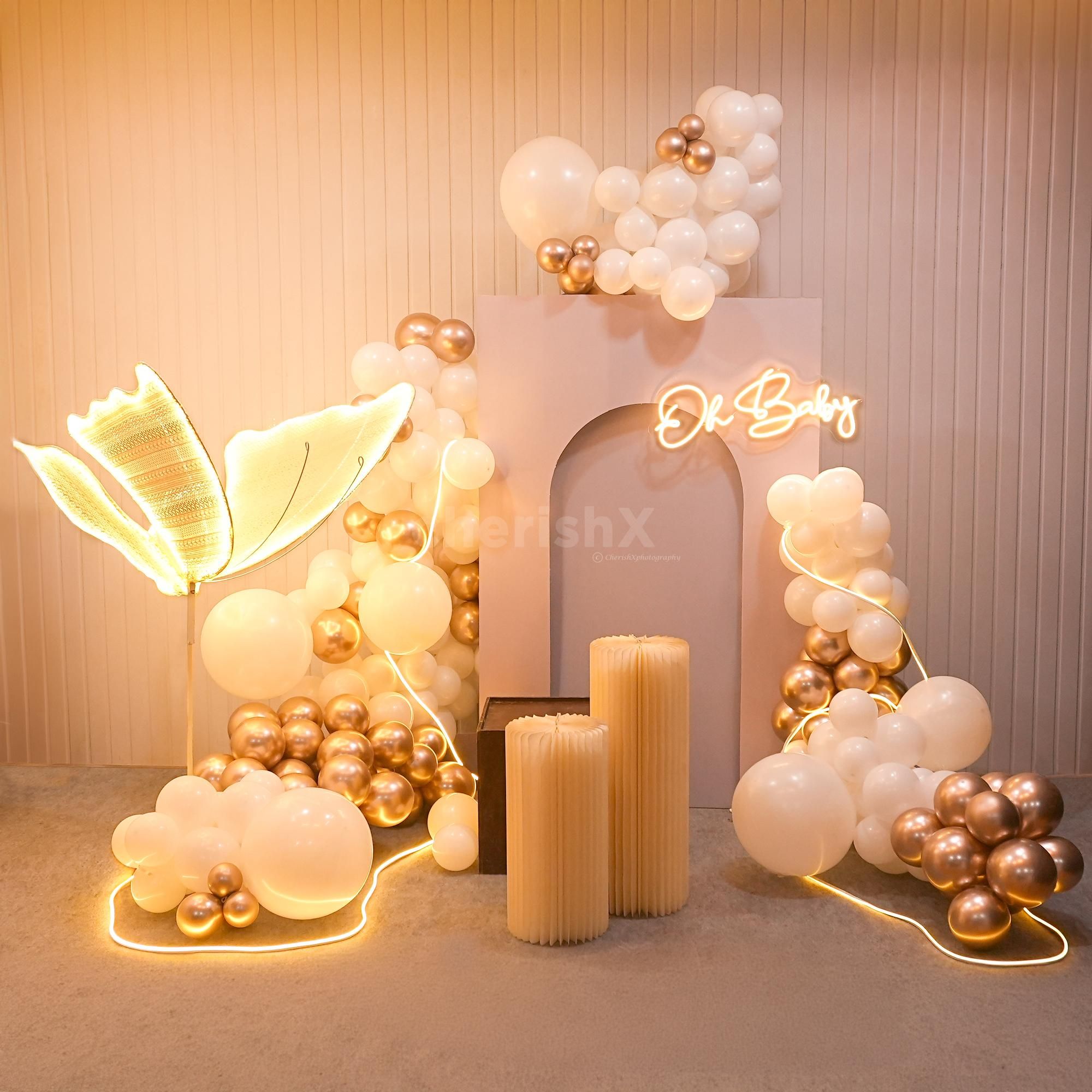 Glowing Butterfly Baby Shower: Neon Lights & Balloon Bliss | Delhi NCR