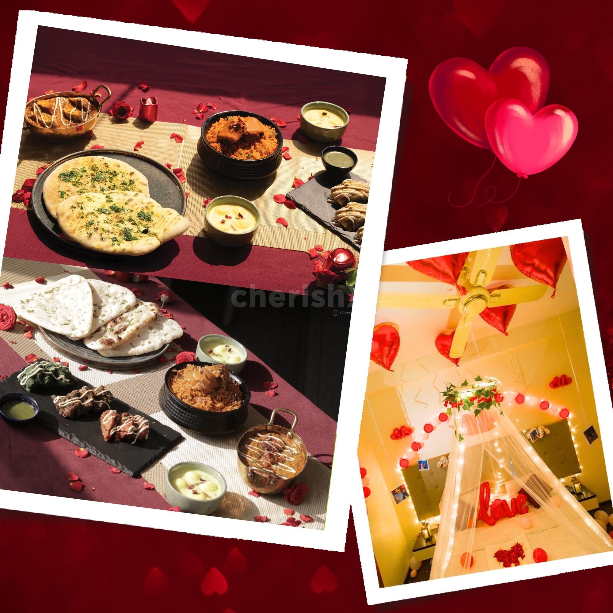Romantic Canopy & Balloon Décor with Dining at Home | Intimate Dinner ...